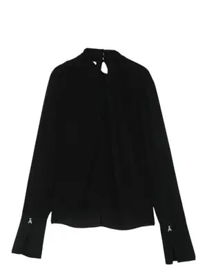 Patrizia Pepe Pleated High-neck Blouse With Back Cut-out - Black