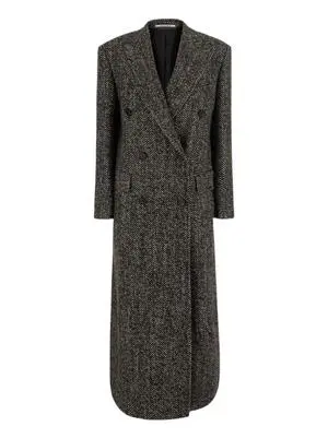 Tagliatore Long-sleeved Herringbone Coat - Brown