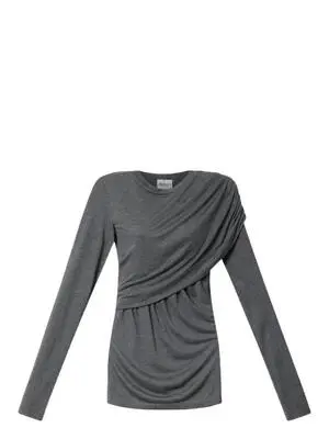 Isabel Marant Étoile Asymmetrical Draped Long Sleeve Top - Grey