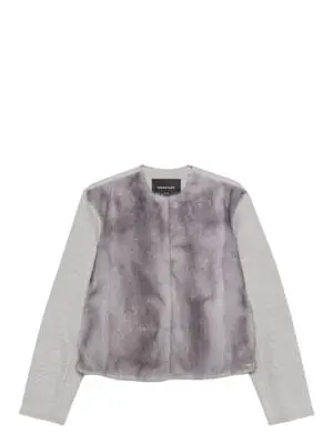 Fabiana Filippi Fur And Textured Long Sleeve Jacket - Grey