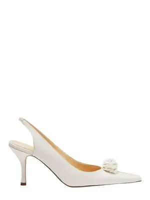 Magda Butrym Floral-appliqué Satin Slingback High-heeled Sandals - White