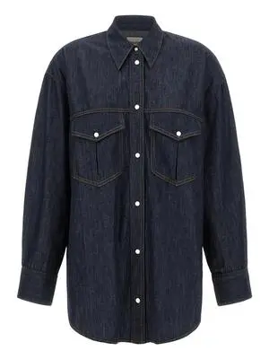Khaite Long-sleeved Denim Shirt - Deep Indigo