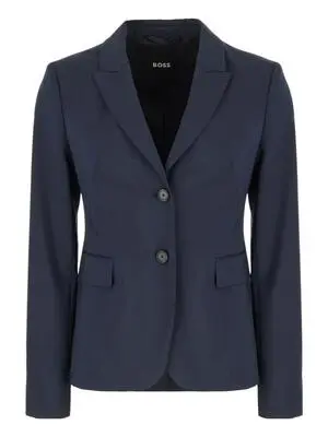 Hugo Boss Single-breasted Jacket With Notch Lapel - Blue