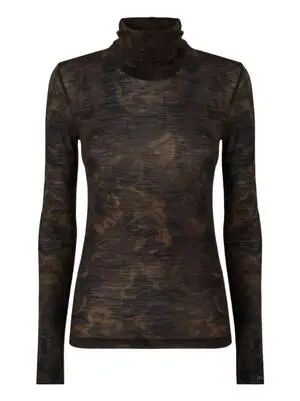 Pinko Floral-print Roll-neck Top - Green Floral-print
