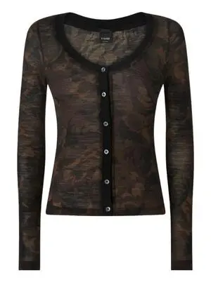 Pinko Floral Print Long Sleeve Cardigan - Brown