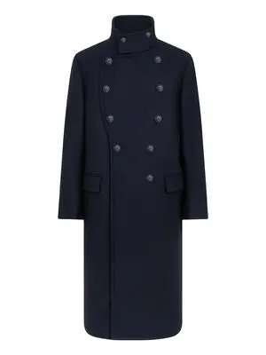 TOM FORD Wool Military Double-breasted Overcoat - Navy