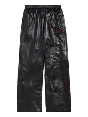 Balenciaga Lambskin Wide-leg Trousers With Contrast Piping - Red