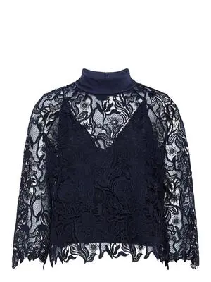 Max Mara Lace Shirt With Scalloped Trim - Midnight Blue