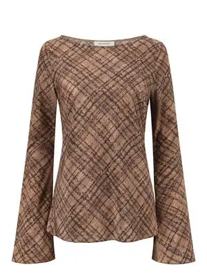 INTO THE EAST Plaid Ombre Silk Top