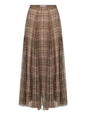 INTO THE EAST Plaid Ombre Silk Maxi Skirt - Stripe