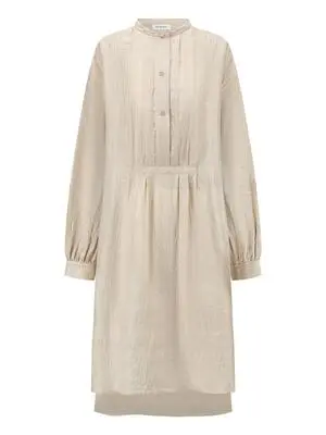 INTO THE EAST Dupioni Silk Band Collar Shirt - White