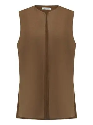 INTO THE EAST Minimalist Cashmere Vest - Brown