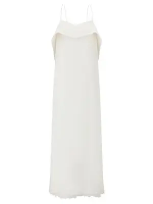 INTO THE EAST Heavy Silk Lace Paneled Maxi Slip Dress - White