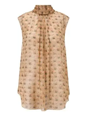 INTO THE EAST Into The East Rose Turtleneck Ribbon Silk-Blend Vest