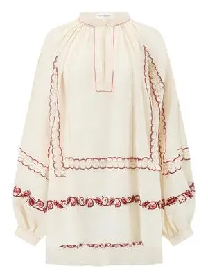 INTO THE EAST Embroidered Cotton Top