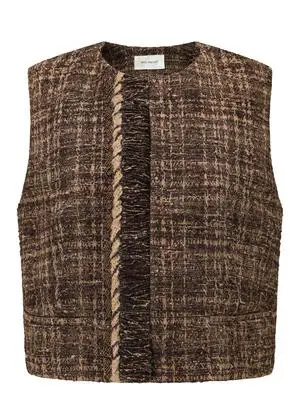 INTO THE EAST Plaid Tweed Handcrafted Edge Cotton Vest - Stripe