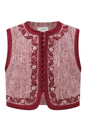 INTO THE EAST Handcrafted Embroidered Vest - Red