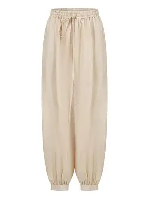 INTO THE EAST Dupioni Silk Tapered Casual Pants - Brown