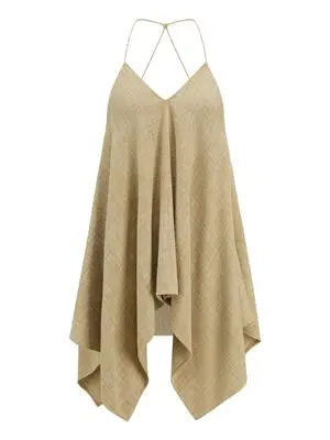 INTO THE EAST Asymmetrical Hem Silk Camisole Top - Brown