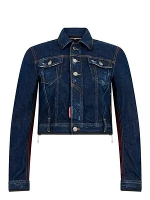 Dsquared2 Dark Aviator Denim And Nylon Bomber Jacket - Blue