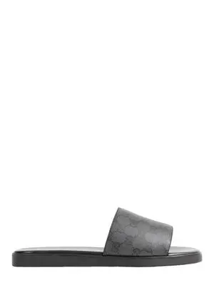 Gucci Gg Coated Canvas Slide Sandals - Black