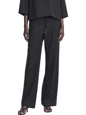 Max Mara Lightweight Wool Drawstring Waist Wide-leg Trousers - Black