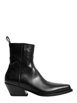 ANN DEMEULEMEESTER Leather Pointed Toe Ankle Boots - Black