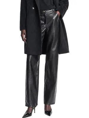 Max Mara Nappa Leather Barrel-leg Trousers - Black
