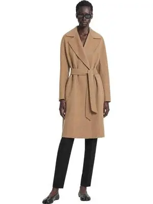 Max Mara Wool, Cashmere, And Silk Long Wrap Coat - Brown