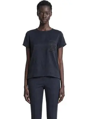 Max Mara Crepe De Chine Pocket T-shirt - Blue