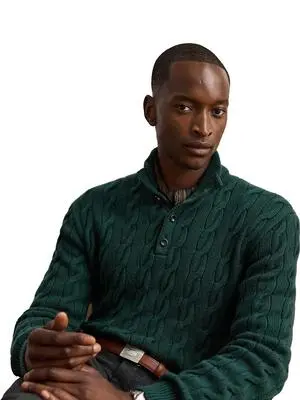 Ralph Lauren Cable-knit Cashmere Mock Neck Sweater - Ivy Green