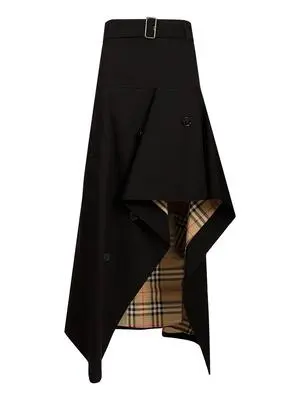 BURBERRY BURBERRY Asymmetrical Trench Skirt With Buckle Belt