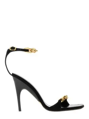 Balenciaga Suede Duchesse 110 Sandals With Chain Detail - Black