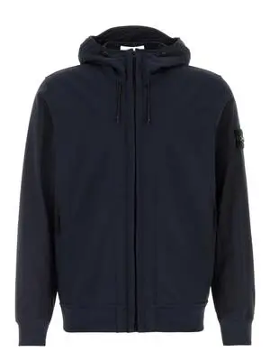 Stone Island Navy Stretch Polyester Hooded Jacket - Blue