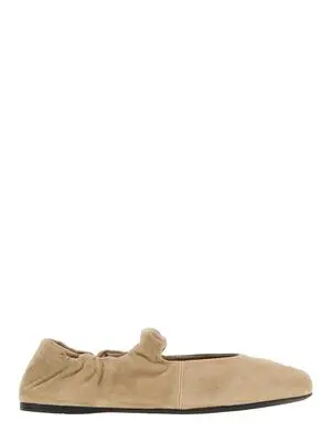 Miu Miu Sand Suede Ballerinas - Brown
