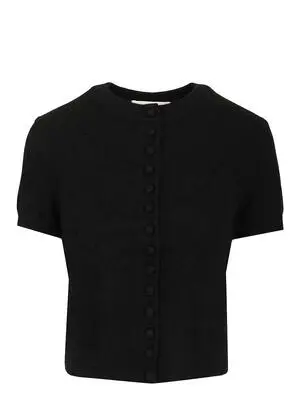 LISA YANG Lunea Short Sleeve Cardigan - Black