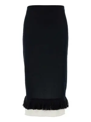 Bottega Veneta Knit Skirt With Fringe Detail - Blue