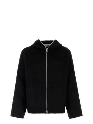 Our Legacy Wool Blend Zip-up Hooded Sweatshirt - Black