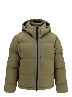 Stone Island Detachable Hood Down Jacket - Green