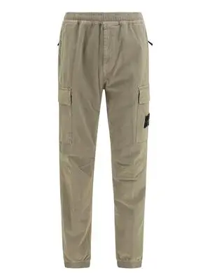 Stone Island Cargo Pants With Elasticated Cuffs And Logo Patch - Green