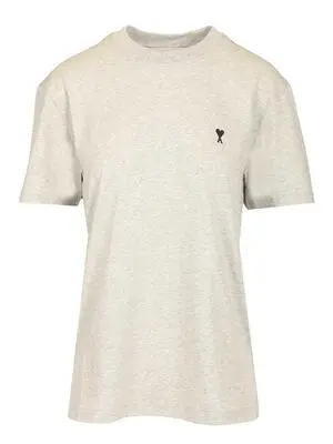 AMI Paris AMI PARIS "Ami De Coeur" Embroidered Cotton T-Shirt Gray