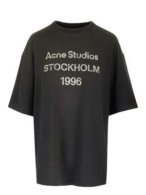 Acne Studios ACNE STUDIOS Organic Cotton And Hemp T-shirt With Logo Print Black