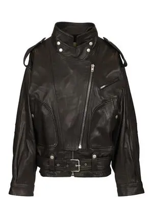 ISABEL MARANT ÉTOILE ISABEL MARANT 'Farza-Gb' Leather Jacket With Asymmetrical Zip And Belted Waist