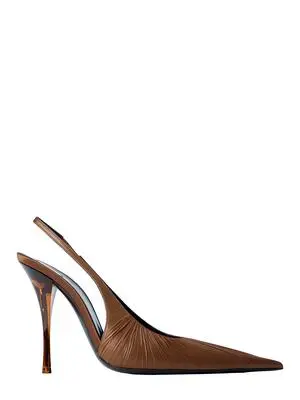 Saint Laurent Slingback Stiletto Heels - Brown