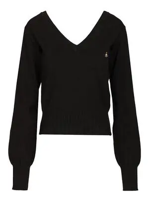 VIVIENNE WESTWOOD Beatrice Cotton And Cashmere V-neck Sweater - Black