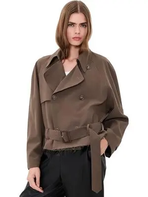 MAISON MARGIELA Double Breasted Belted Jacket - Brown
