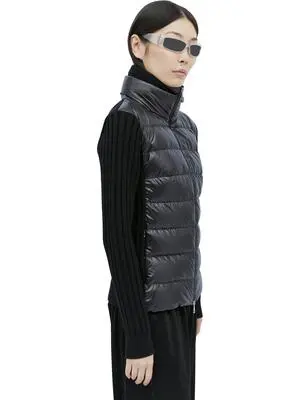 Moncler Padded Wool Cardigan With Stand Collar - Black