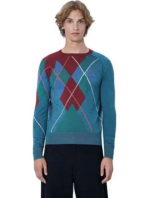 VIVIENNE WESTWOOD Argyle Fine Knit Sweater - Blue