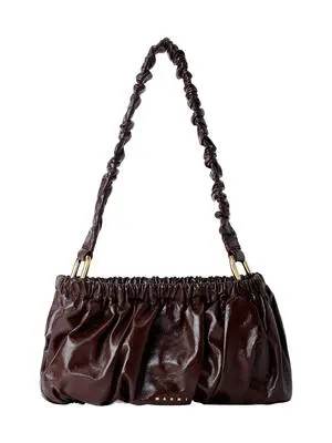 Marni MARNI Ruched Leather Shoulder Bag Brown