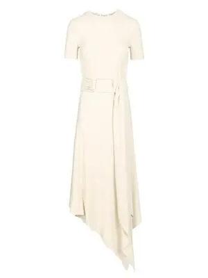 Alaïa Jersey Belted Midi Dress - White